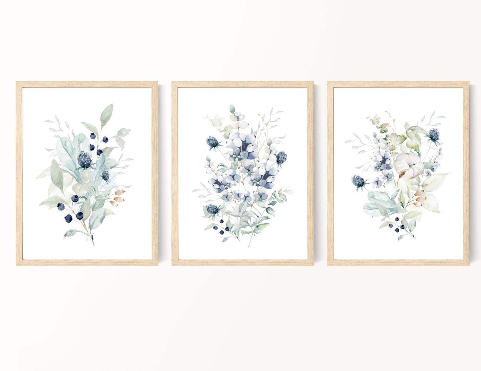 Wildflower Prints Farmhouse Decor Blue Flower Prints | Etsy