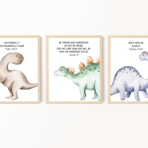 Kid's Bible Verse Prints Dinosaur Prints Christian Wall - Etsy