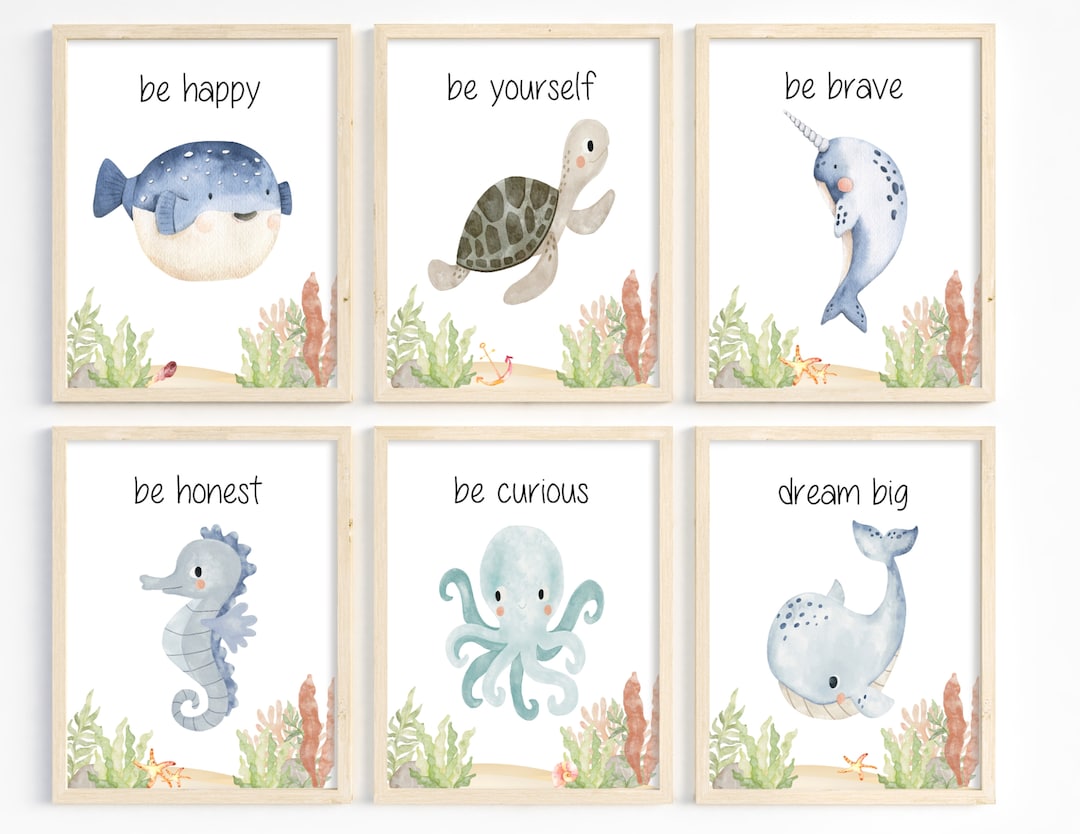 Under the Sea Decor, Ocean Nursery Art, Nautical Wall Art, Neutral Sea ...