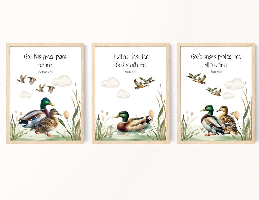 Bible Verse for Kids, Nursery Decor Mallards, Mallard Duck Prints ...