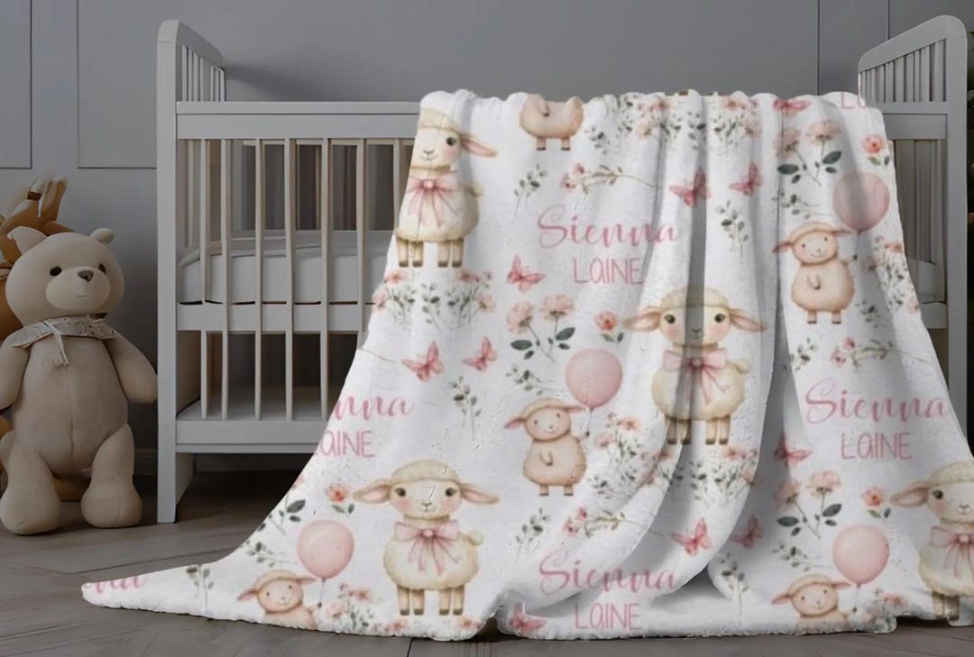 Lamb Blanket Baby Girl, Personalized Lamb Swaddle, Sheep Blanket ...