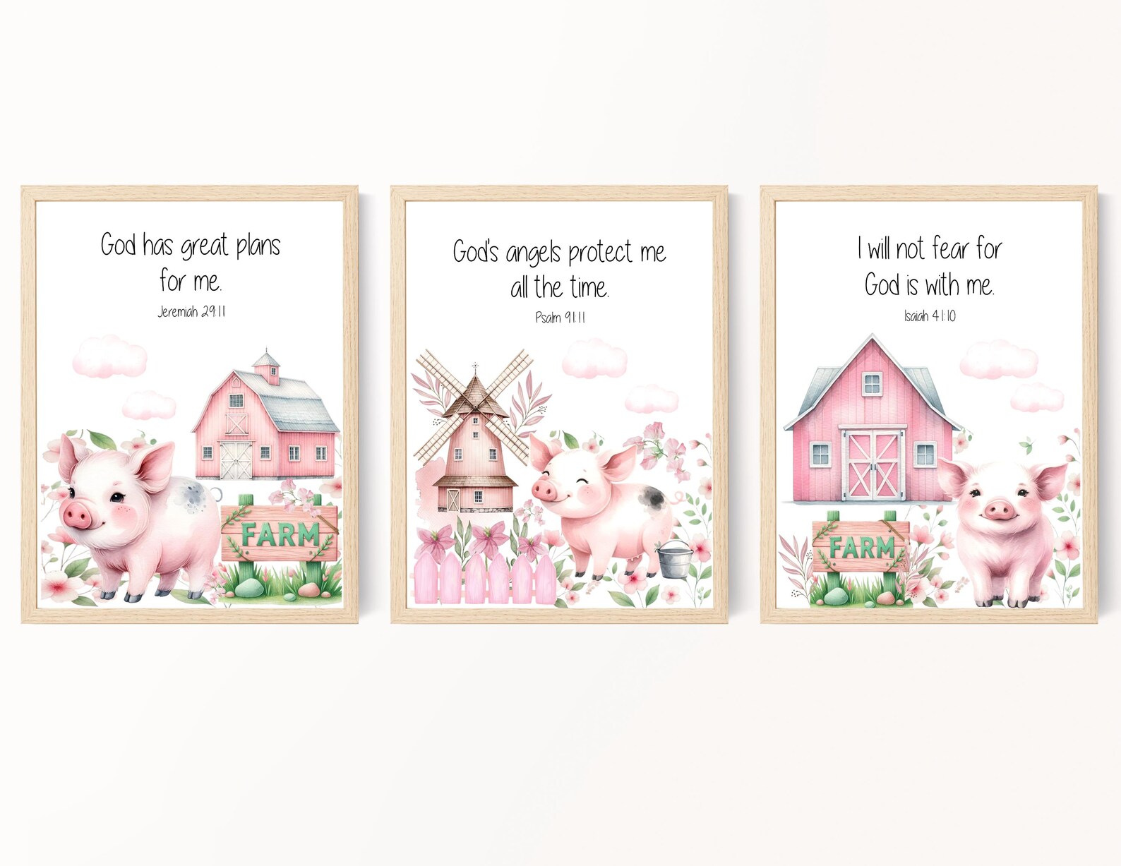 Bible Verse Wall Art, Farm Animals Scripture Print for Child, Country ...