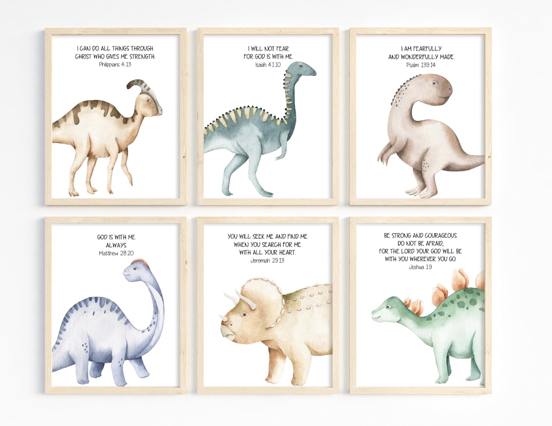 Dinosaur Prints, Scripture Prints for Kids, Kids Bible Verse Wall Art ...