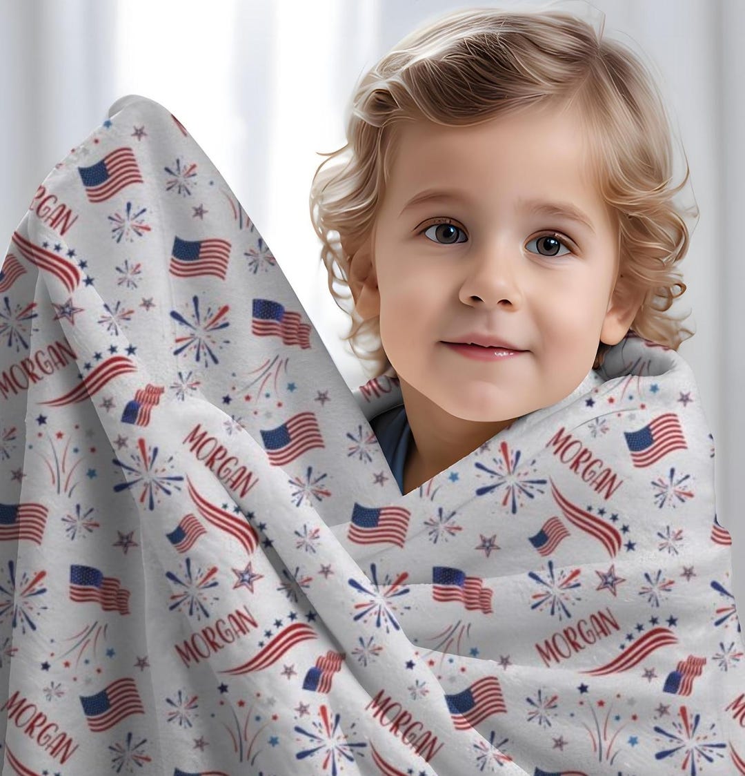 Custom 4th of July Blanket, Personalized Stars and Stripes Swaddle ...