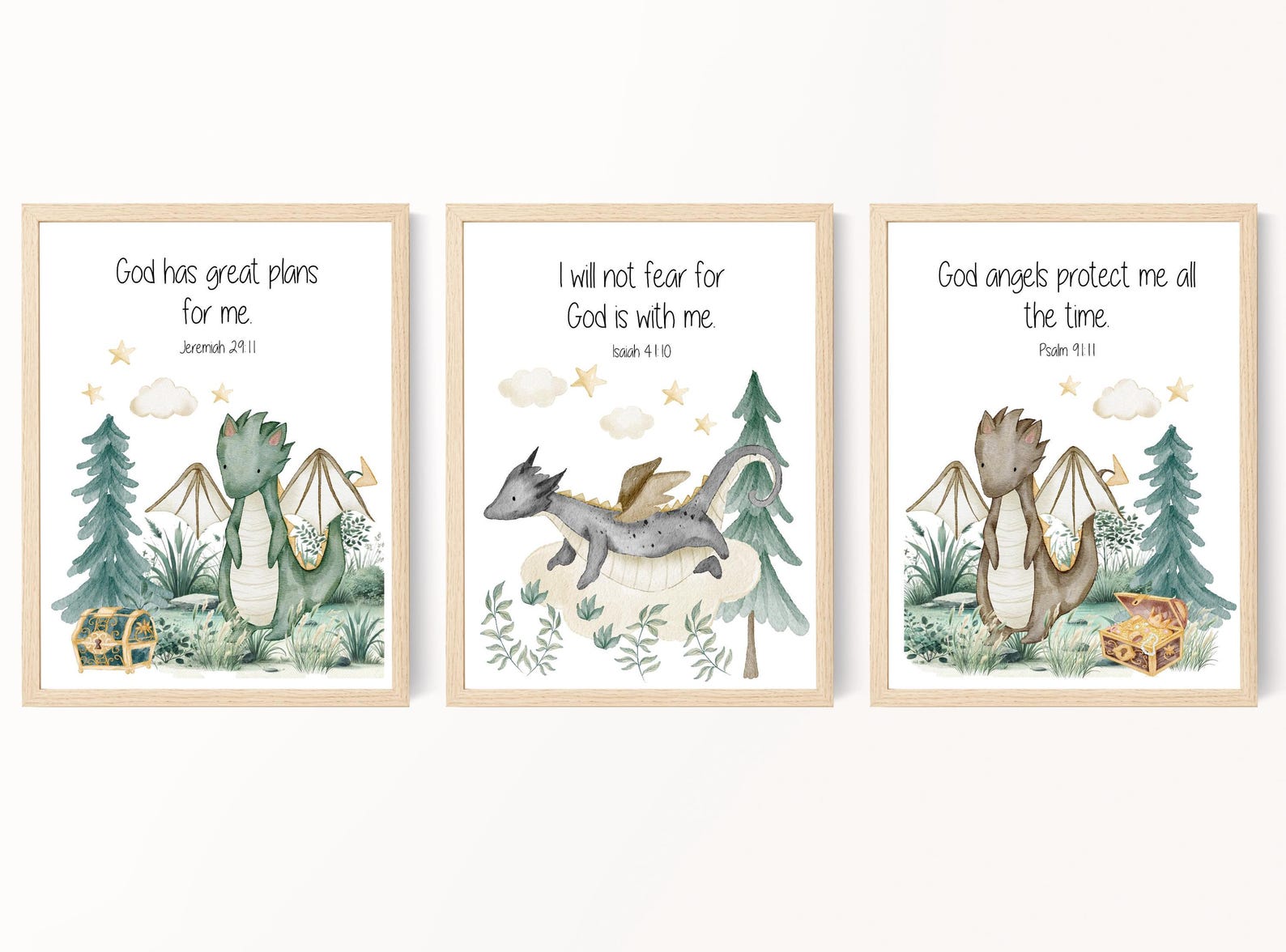Dragon Nursery, Bible Verse Wall Art, Boy Nursery Art, Scripture Prints ...