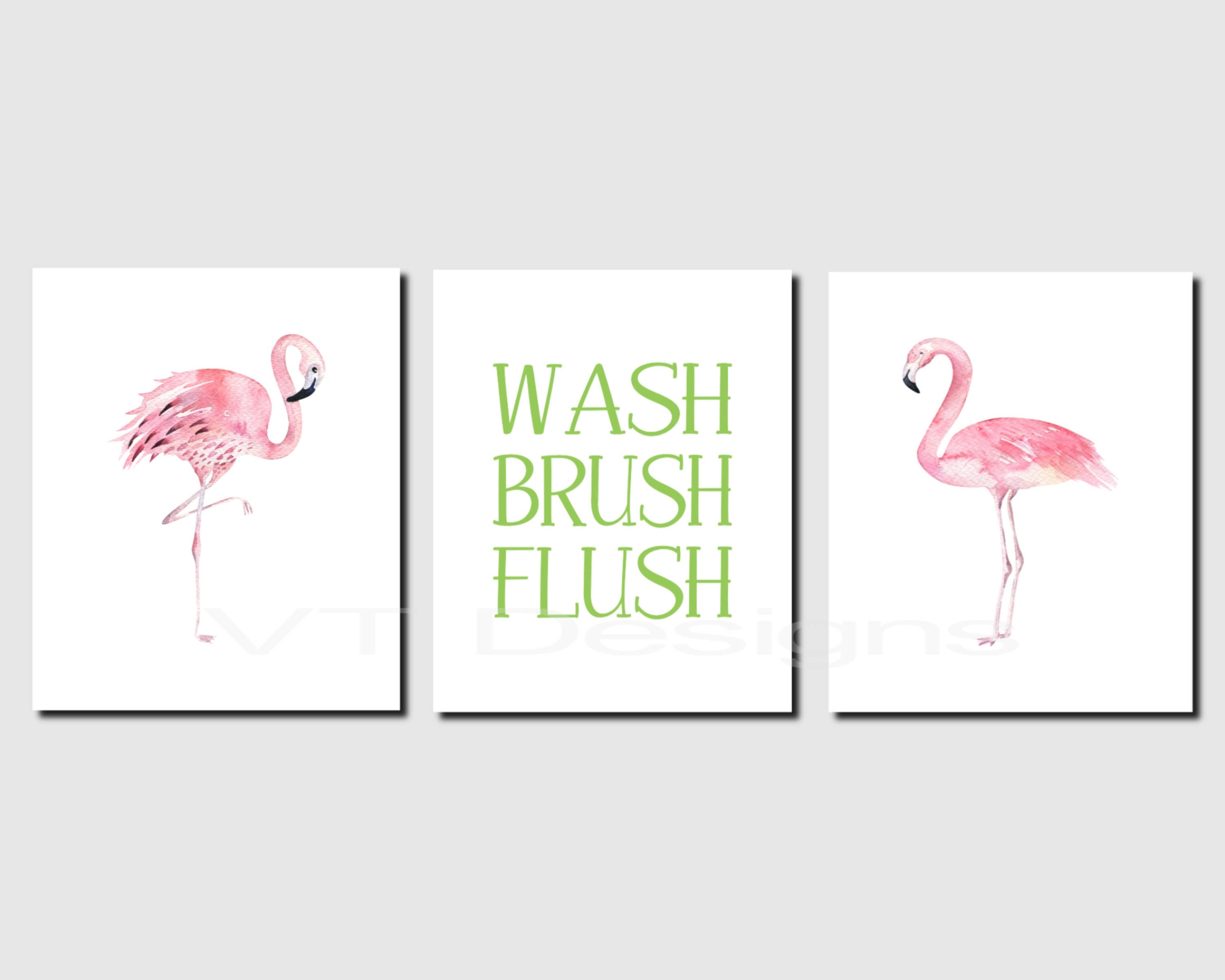 Flamingo Bathroom Wall Art Girl Bathroom. Kids Bathroom Art | Etsy