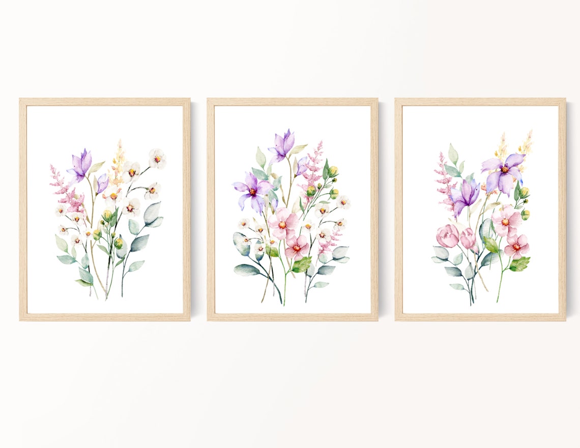 Wildflower Prints Spring Flower Prints Watercolor Flowers - Etsy