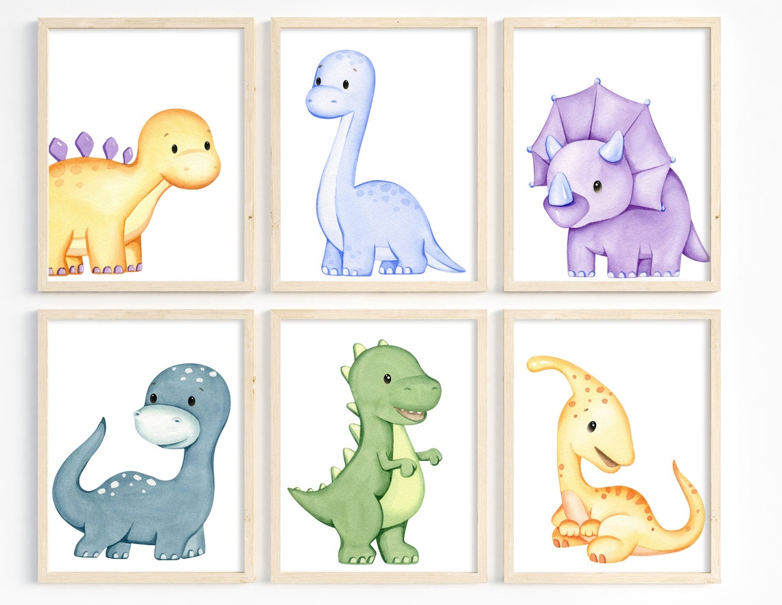 Set of 6 Dinosaur Prints Printable Dinosaur Nursery Art - Etsy