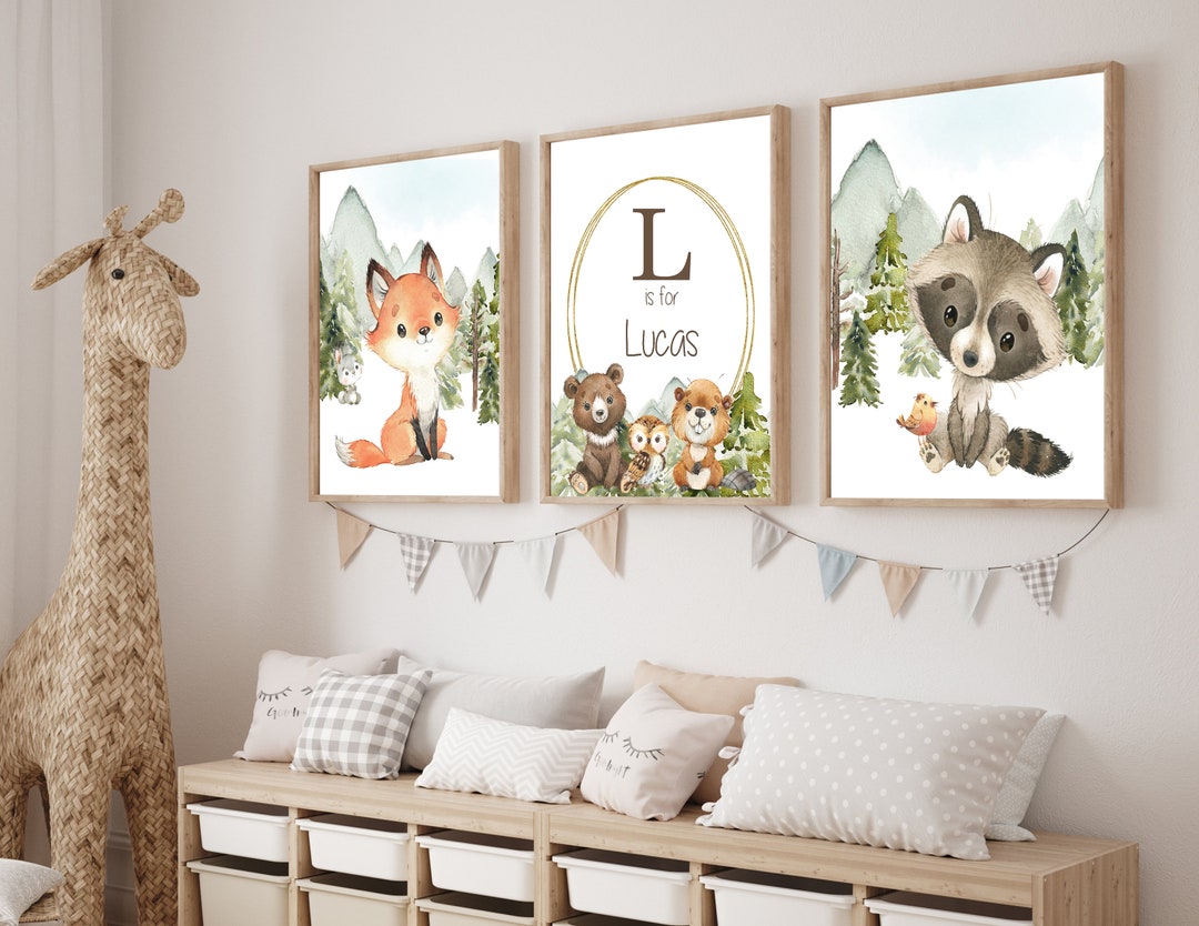 Woodland Animal Prints, Baby Animal Boy Room Decor, Forest Animal ...