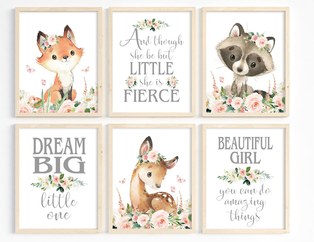 Girl Nursery Art, Woodland Animals, Girl Room Decor, Woodland Theme ...