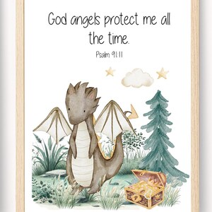 Dragon Nursery, Bible Verse Wall Art, Boy Nursery Art, Scripture Prints ...