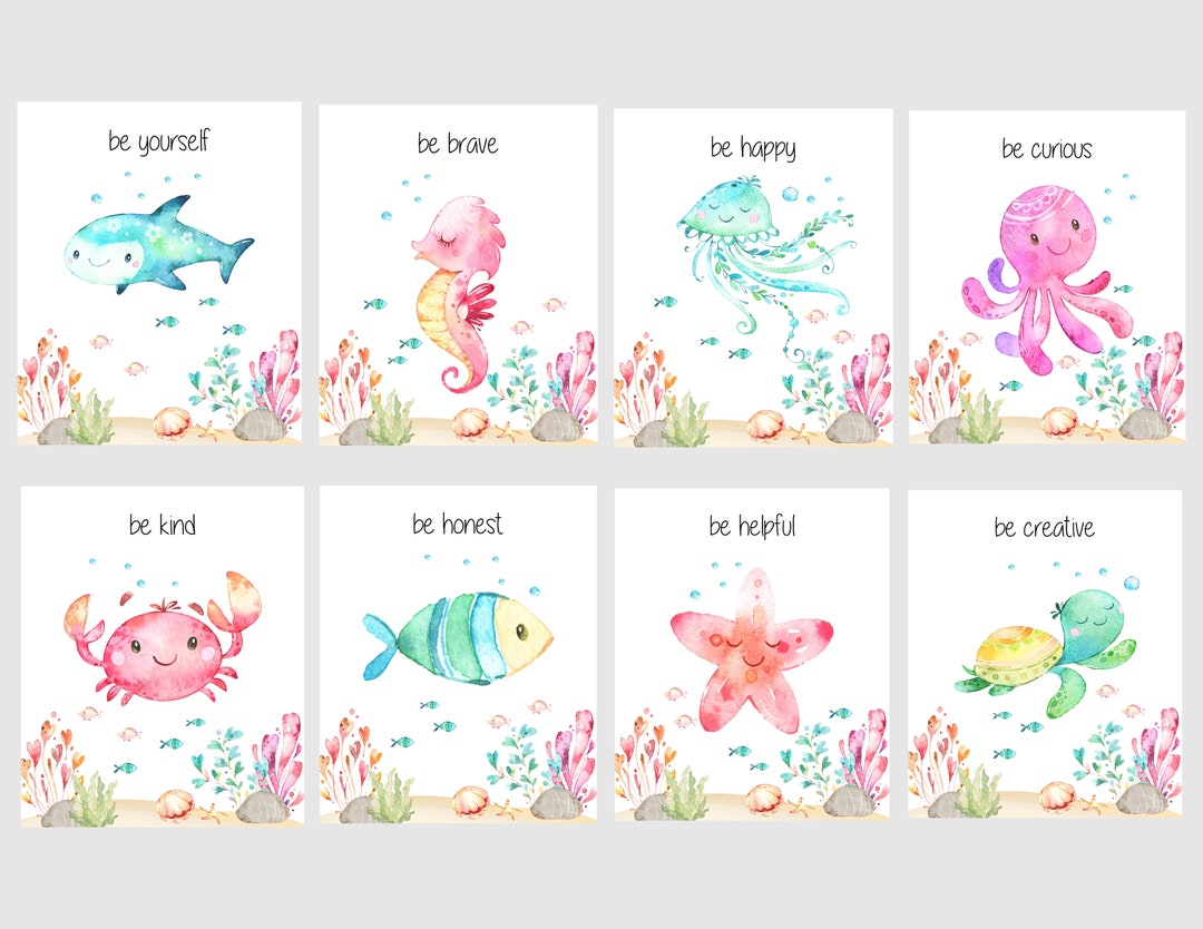 Sea Animal Prints, Girl Nautical Nursery Decor, Nursery Ocean Prints ...