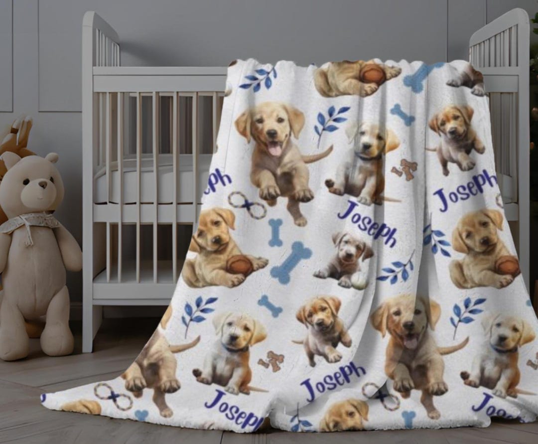Golden Lab Baby Blanket, Personalized Swaddle Blanket Dogs, Custom Baby ...