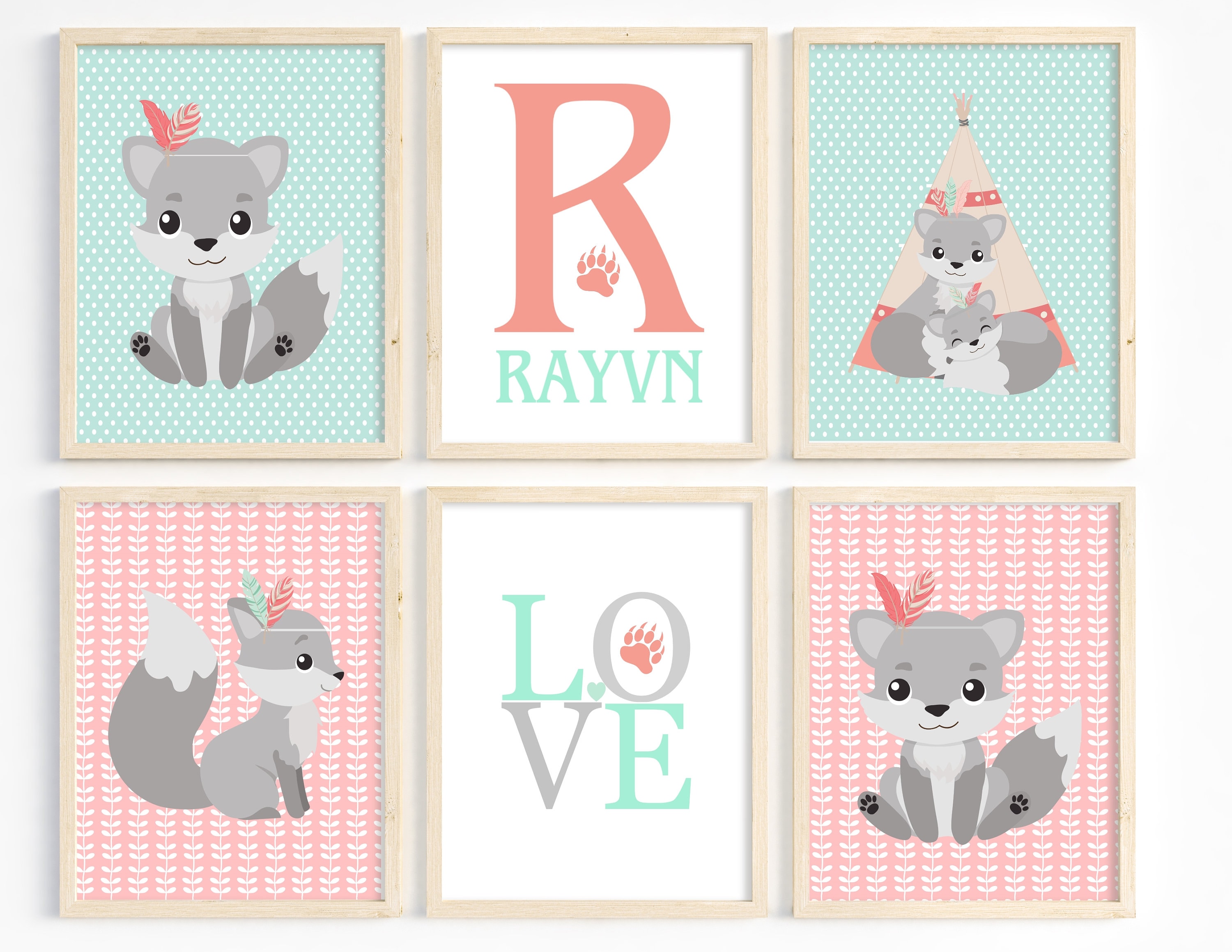 Fox Nursery Prints, Girl Nursery Art, Fox Wall Art, Girl Room Decor ...