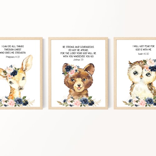 Christian Nursery Decor Kids Bible Verse Wall Art Watercolor - Etsy