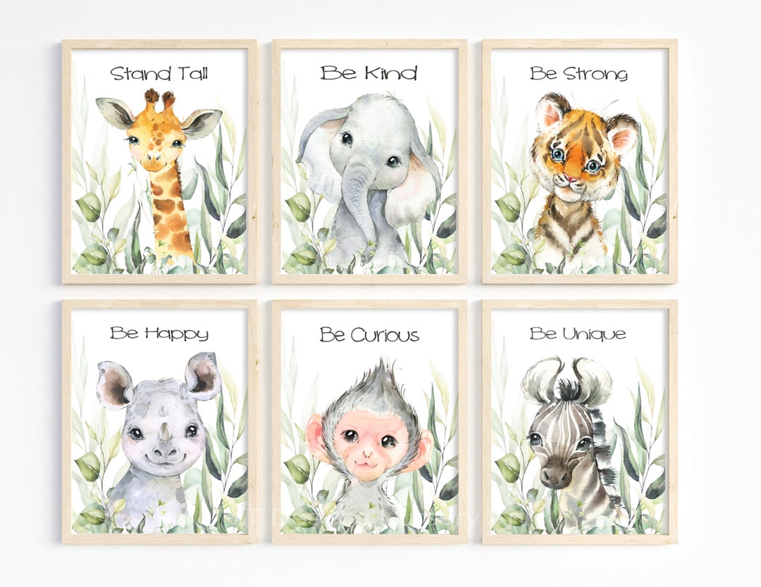 Jungle Animal Nursery Wall Art, Safari Animal Prints for Baby, Tropical ...