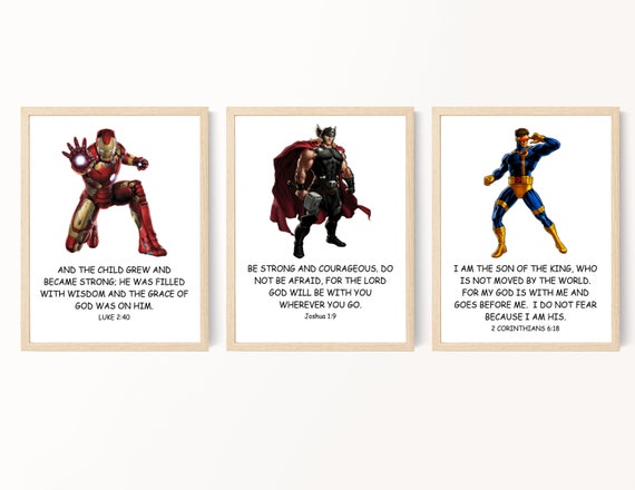 YOU PRINT Superhero Scripture Art,Sunday School Art Boys Superhero ...