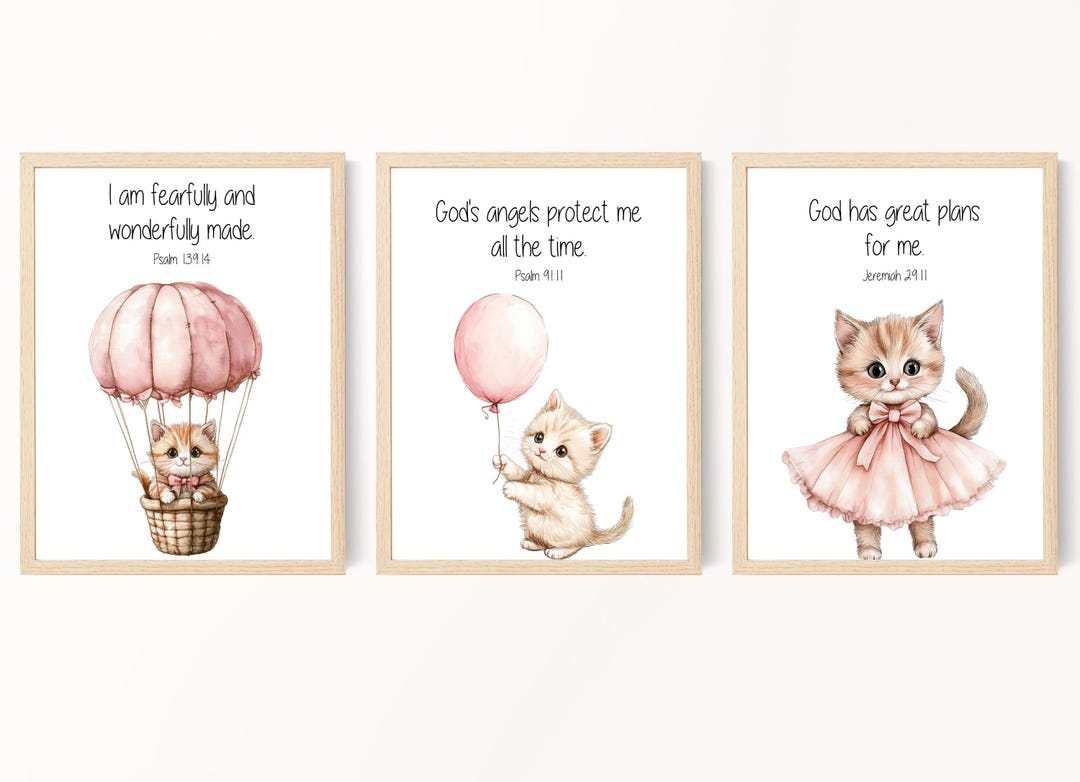 Cat Bible Verse Prints, Kitty Cats Prints, Christian Wall Decor ...