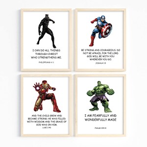 Kids Bible Verse Wall Art, Superheroes Wall Art, Scripture Prints for ...