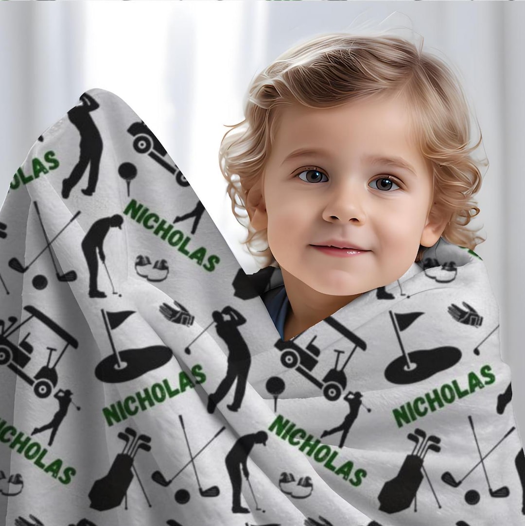 Golf Blanket Boy Personalized, Toddler Boy Blanket, Golf Baby Blanket ...