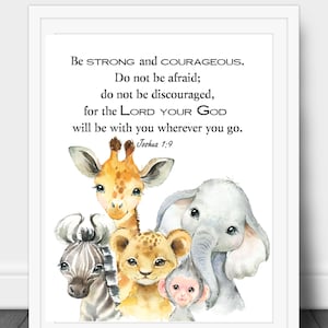 Kids Bible Verse Prints, Jungle Animals, Scripture for Kids, Christian ...