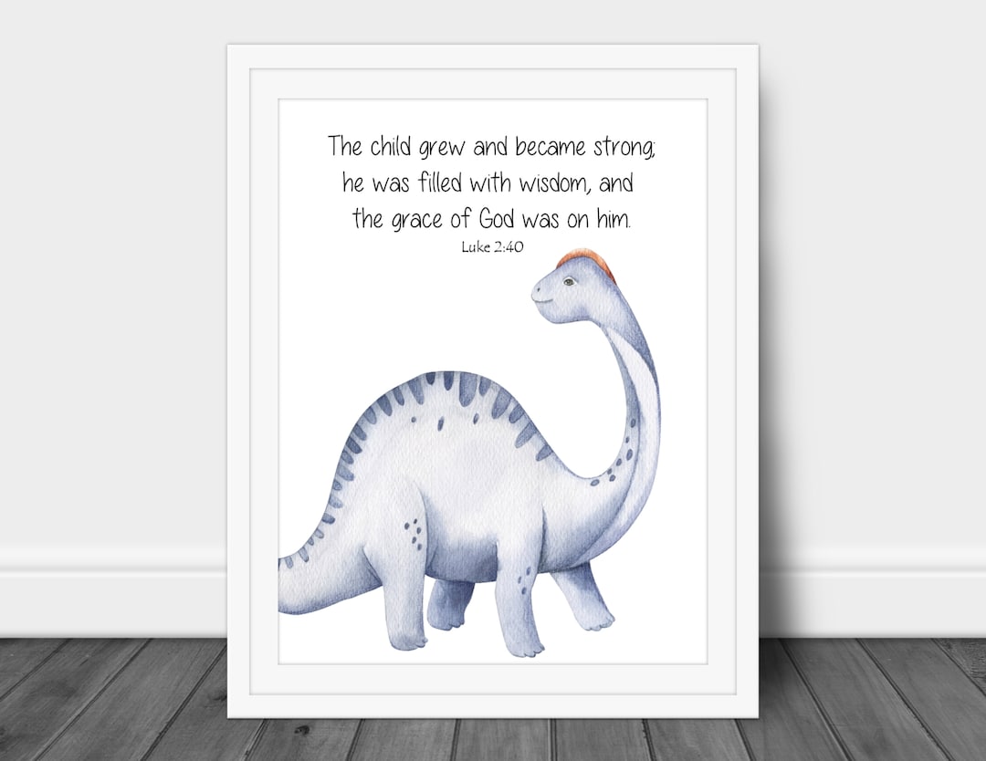 Dinosaur Print, Scripture Prints for Kids, Kids Bible Verse Wall Art ...