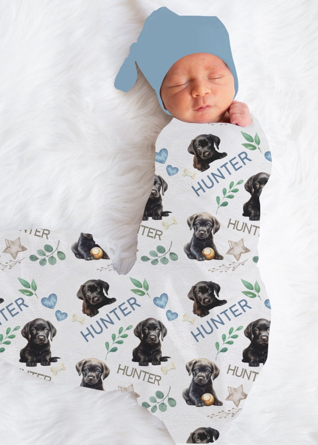 Black Lab Baby Blanket, Personalized Swaddle Blanket Dogs, Custom Baby ...