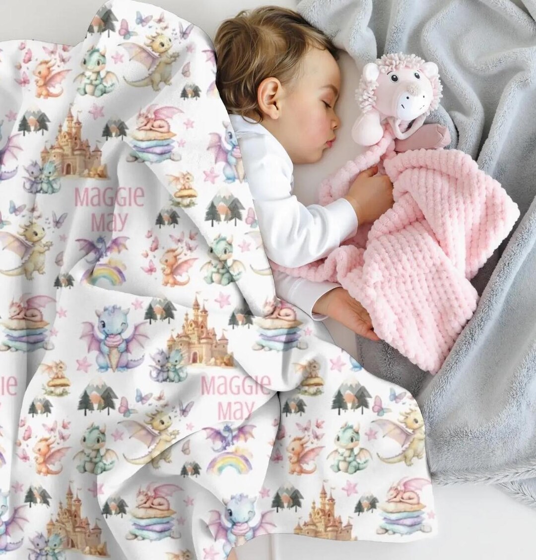 Dragon Swaddle Baby Girl, Personalized Dragon Baby Blanket, Girl Dragon ...
