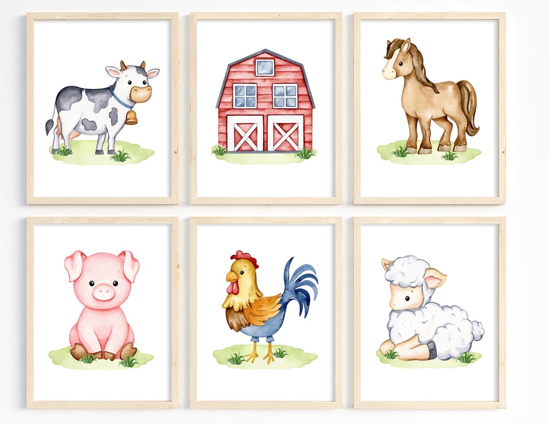 Farm Animal Nursery Prints, Farm Nursery Wall Art, Farm Baby Animal ...