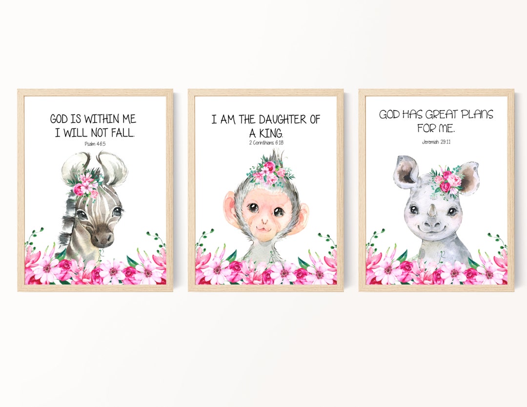 Printable Kid's Bible Verse Safari Animal Prints - Etsy