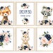 Set of 6, Navy Floral Nursery Decor, Safari Animals Wall Art, Girl Room ...