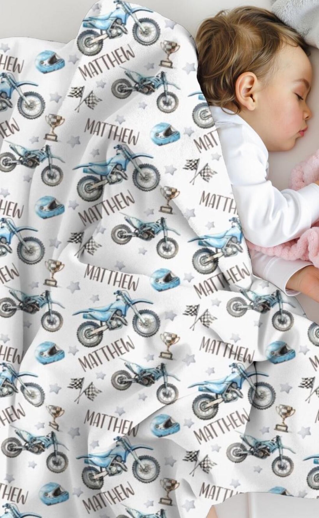 Motocross Blanket Baby Boy, Personalized Motocross Baby Blanket ...