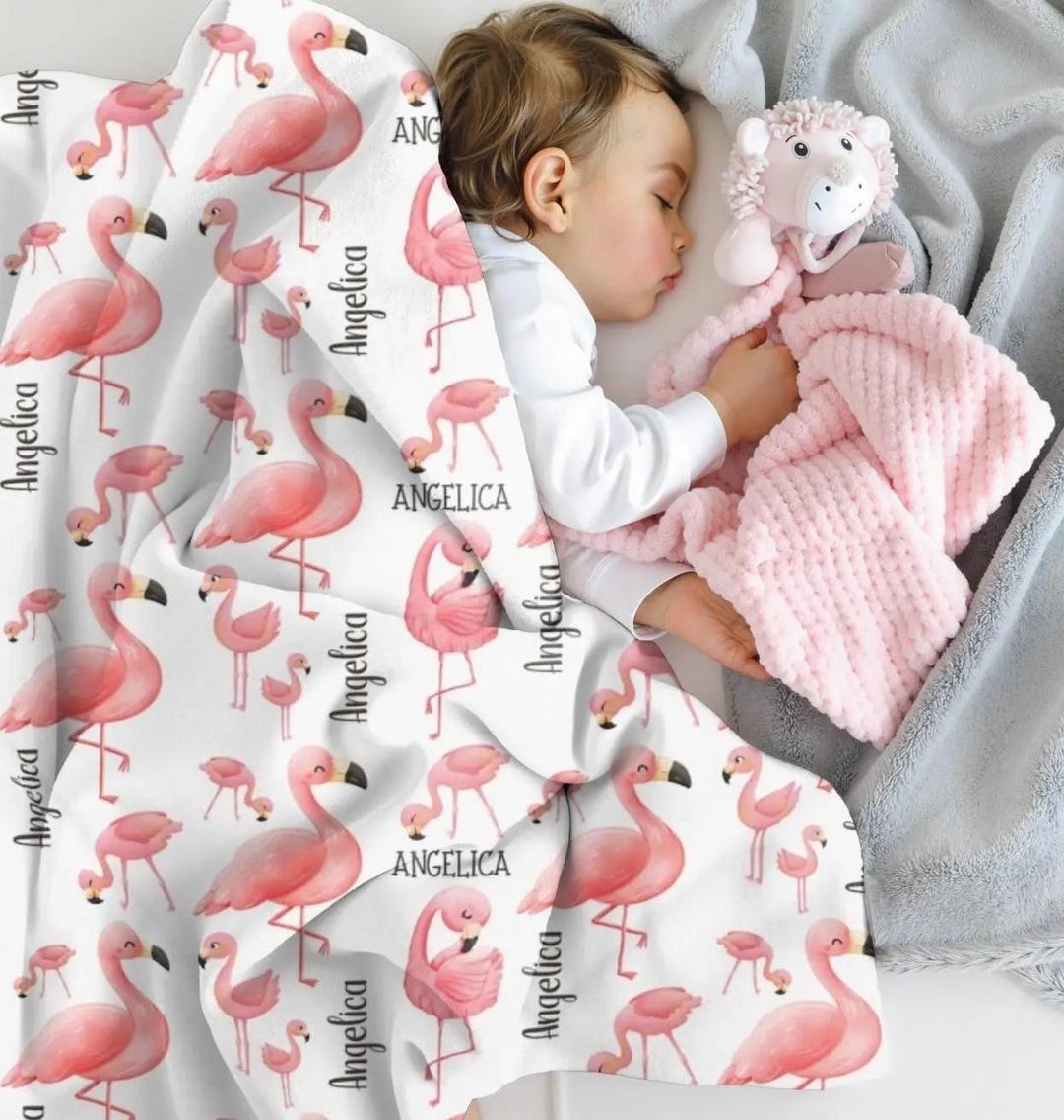 Flamingo Baby Blanket Personalized Baby Swaddle Flamingos Baby Girl ...
