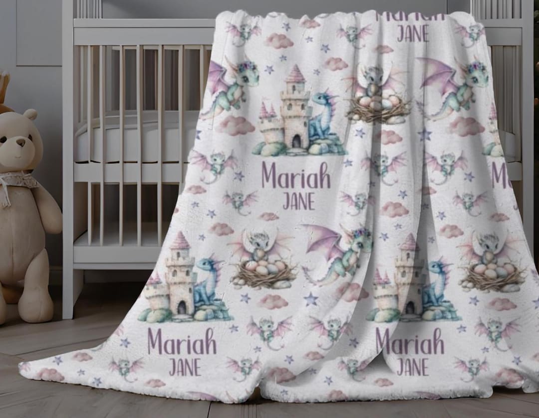 Baby Girl Dragon Swaddle, Baby Girl Dragon Blanket, Personalized Dragon ...