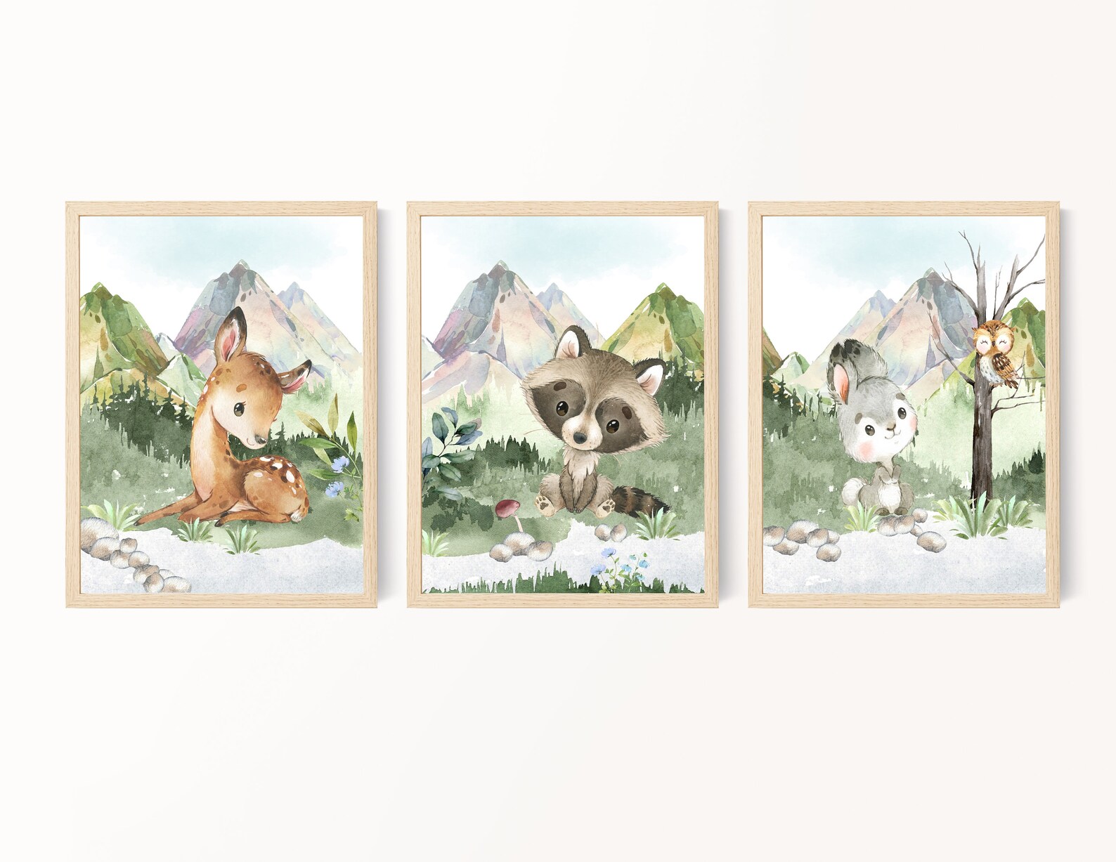 Woodland Nursery Wall Art Woodland Animals Watercolor - Etsy