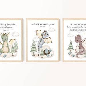 Dragon Prints, Kids Bible Verse Wall Art, Scripture Prints for Kids ...
