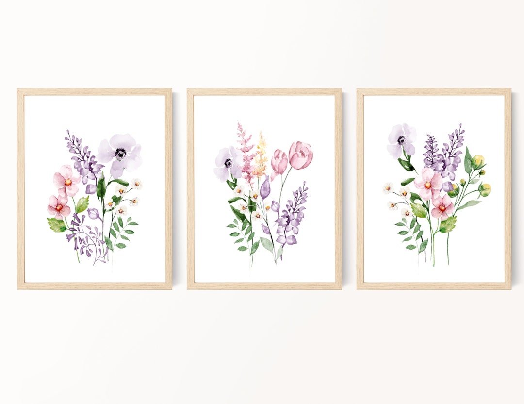 Spring Flower Prints, Wildflower Prints, Watercolor Flowers, Bedroom ...
