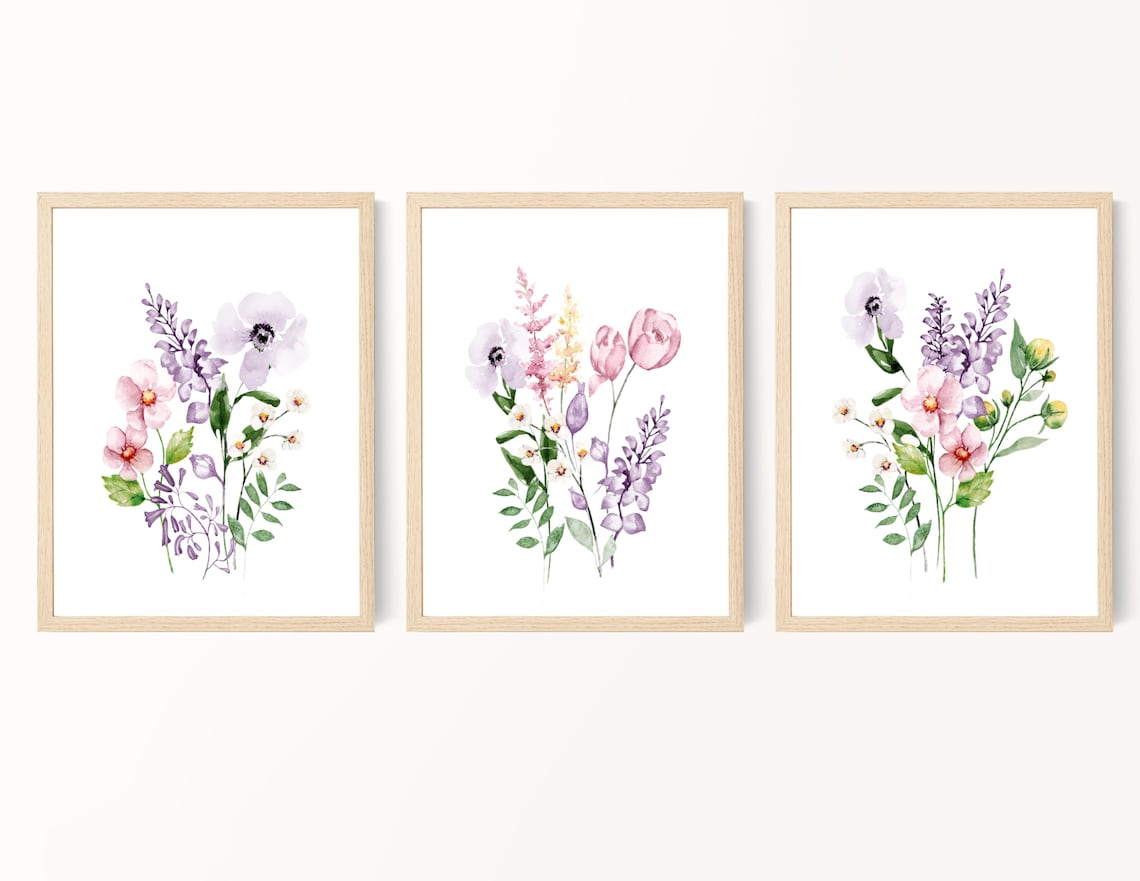 Spring Flower Prints Wildflower Prints Watercolor Flowers - Etsy