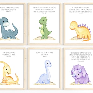 Kids Bible Verse Wall Art, Dinosaur Prints, Scripture Prints for Kids ...