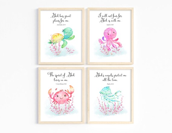 Kids Bible Verse Prints Under the Sea Nursery Wall Art - Etsy