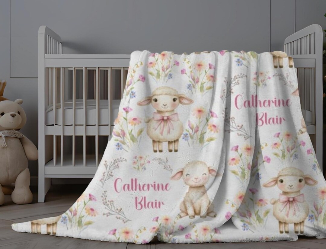 Baby Lamb Blanket, Personalized Baby Girl Swaddle, Custom Lamb Swaddle ...