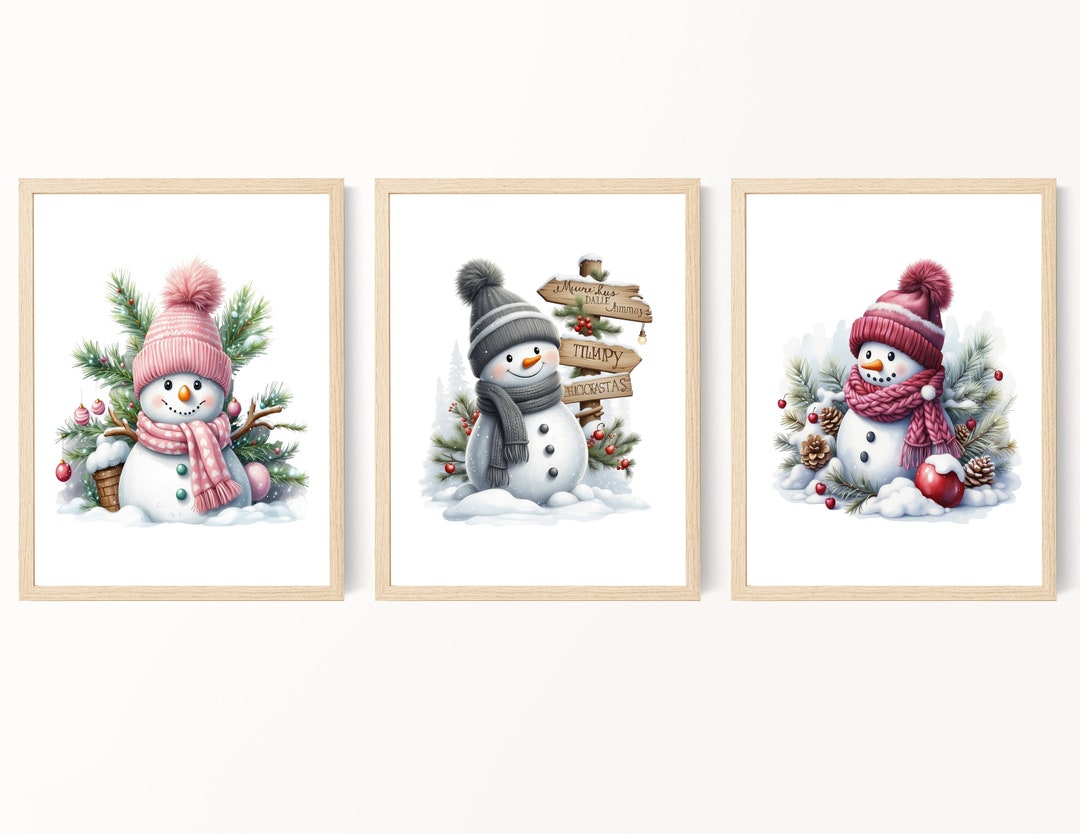 Snowman Prints, Holiday Decor Print Set, Children's Christmas Party ...