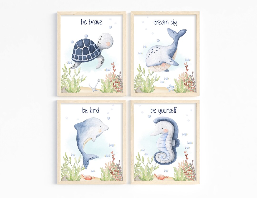 Under the Sea Wall Art, Ocean Nursery Art, Nautical Nursery Decor, Boy ...
