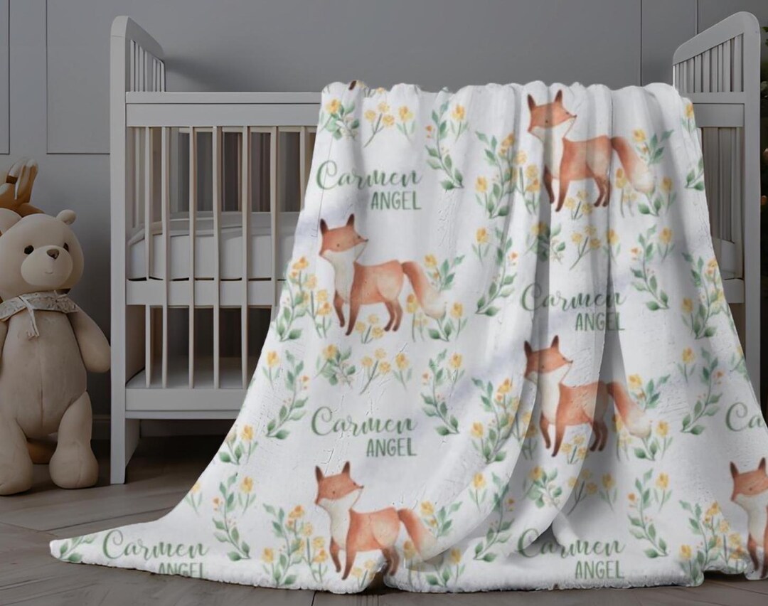 Fox Baby Blanket, Personalized Fox Blanket, Custom Fox Swaddle With ...