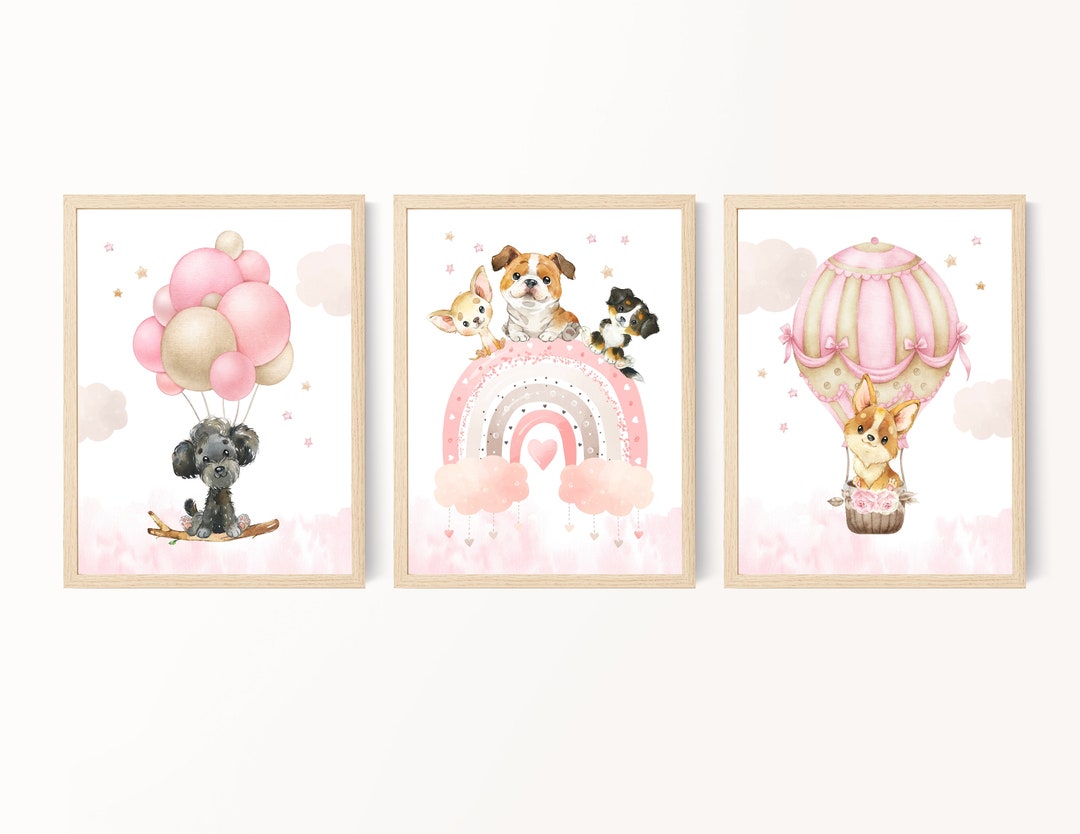 Dog Nursery Art, Puppy Dog Prints, Girl Nursery Decor, Dog Wall Art ...