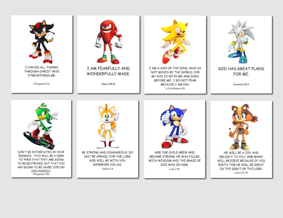 Kids Bible Verse Wall Art, Sonic the Hedgehog, Scripture Prints for ...