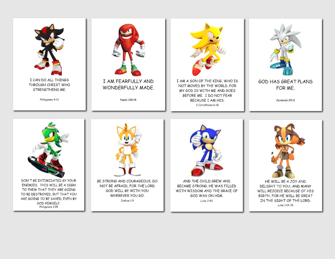Kids Bible Verse Wall Art, Sonic the Hedgehog, Scripture Prints for ...