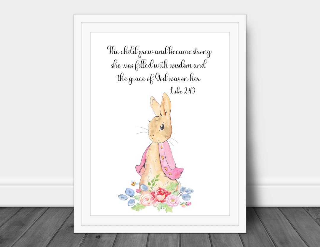 Kids Bible Verse Prints, Peter Rabbit Wall Art, Baby Girl Wall Art ...