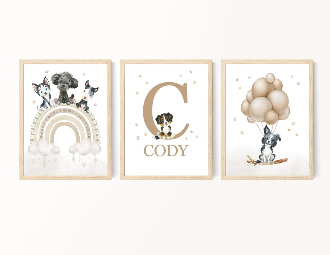 Dog Nursery Art, Puppy Dog Prints, Boy Nursery Decor, Doggy Room Decor ...