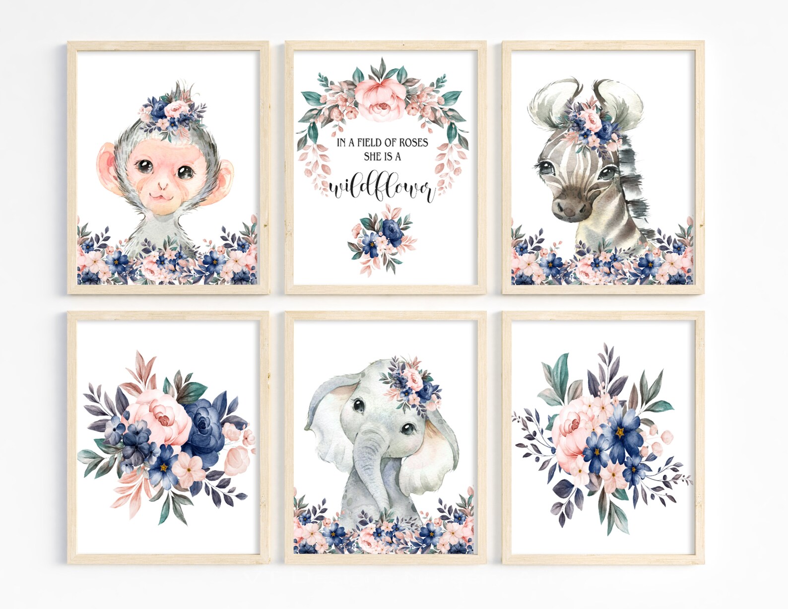 Navy Blush Nursery Decor Blush Navy Girl Room Prints She is - Etsy
